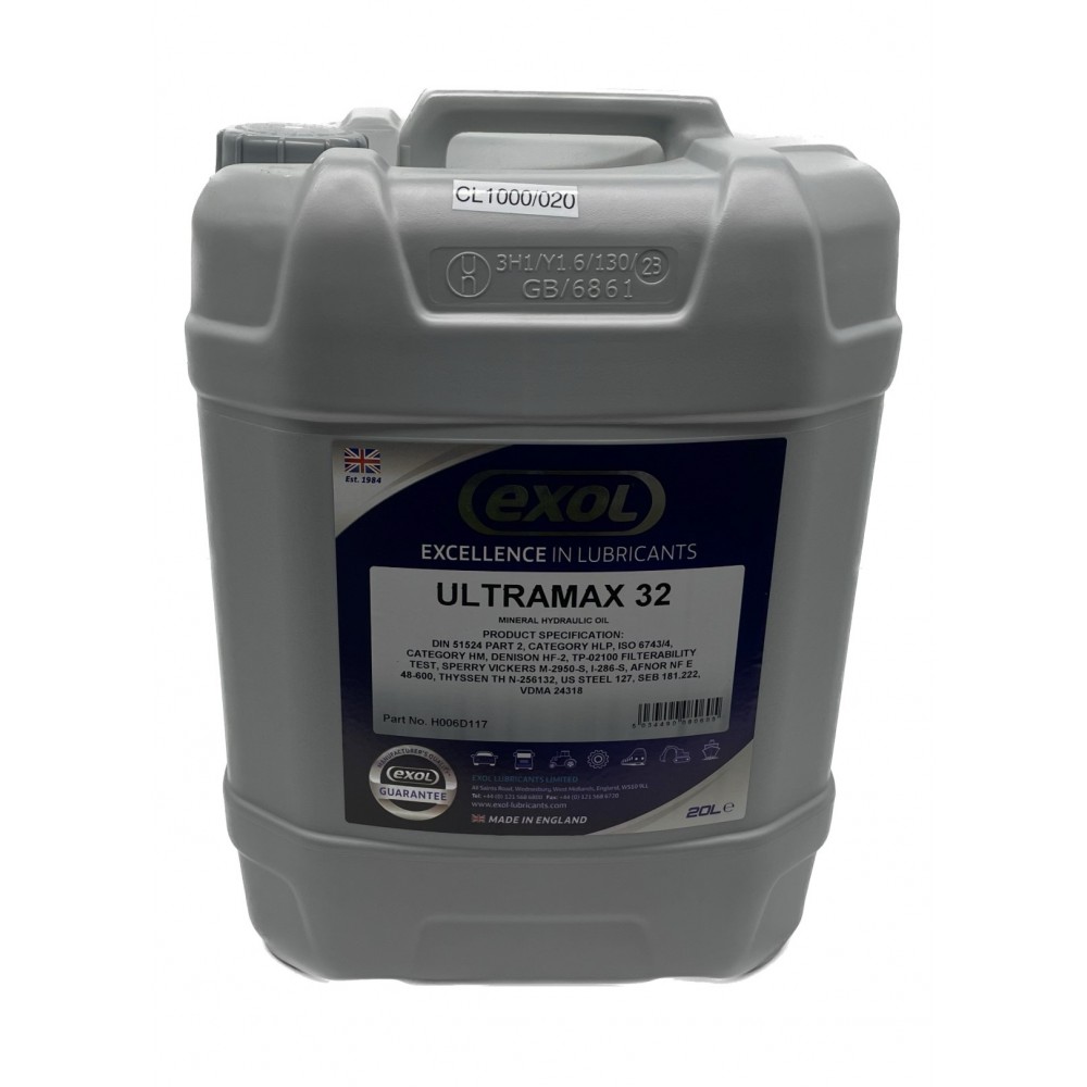 Exol Ultramax ISO 32 Hydraulic Oil 20 Litres - Hydraulic Plant Services ...