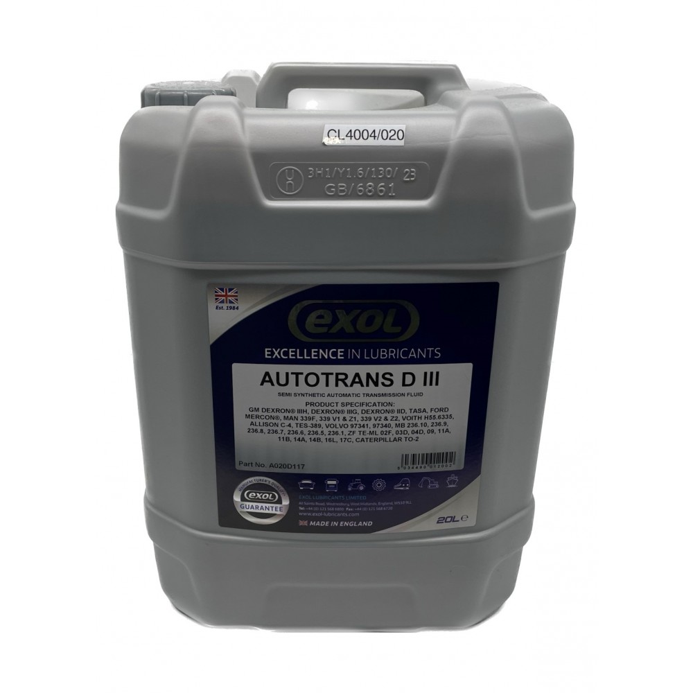 Exol Autotrans Dexron 111 Semi Synthetic Transmission Oil 20 Litres ...
